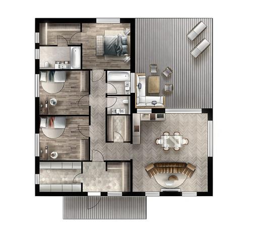 Проект дома из ЖБИ FP-3+ BIG BOSS 124 м2| FINSTROYPANEL